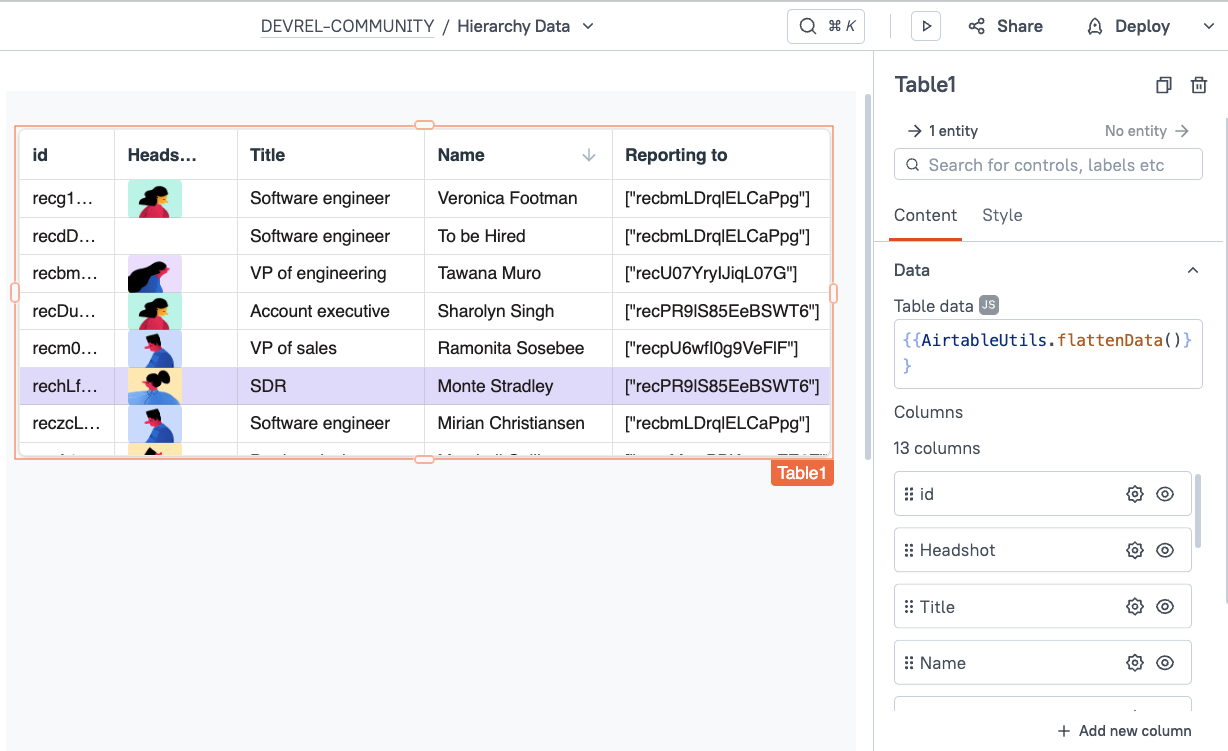 Generating an Organizational Chart From Airtable Data | Appsmith Community Portal
